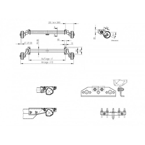 Aksa z zavoro : Os-aksa za prikolico z zavoro 900Kg B1200 ...
